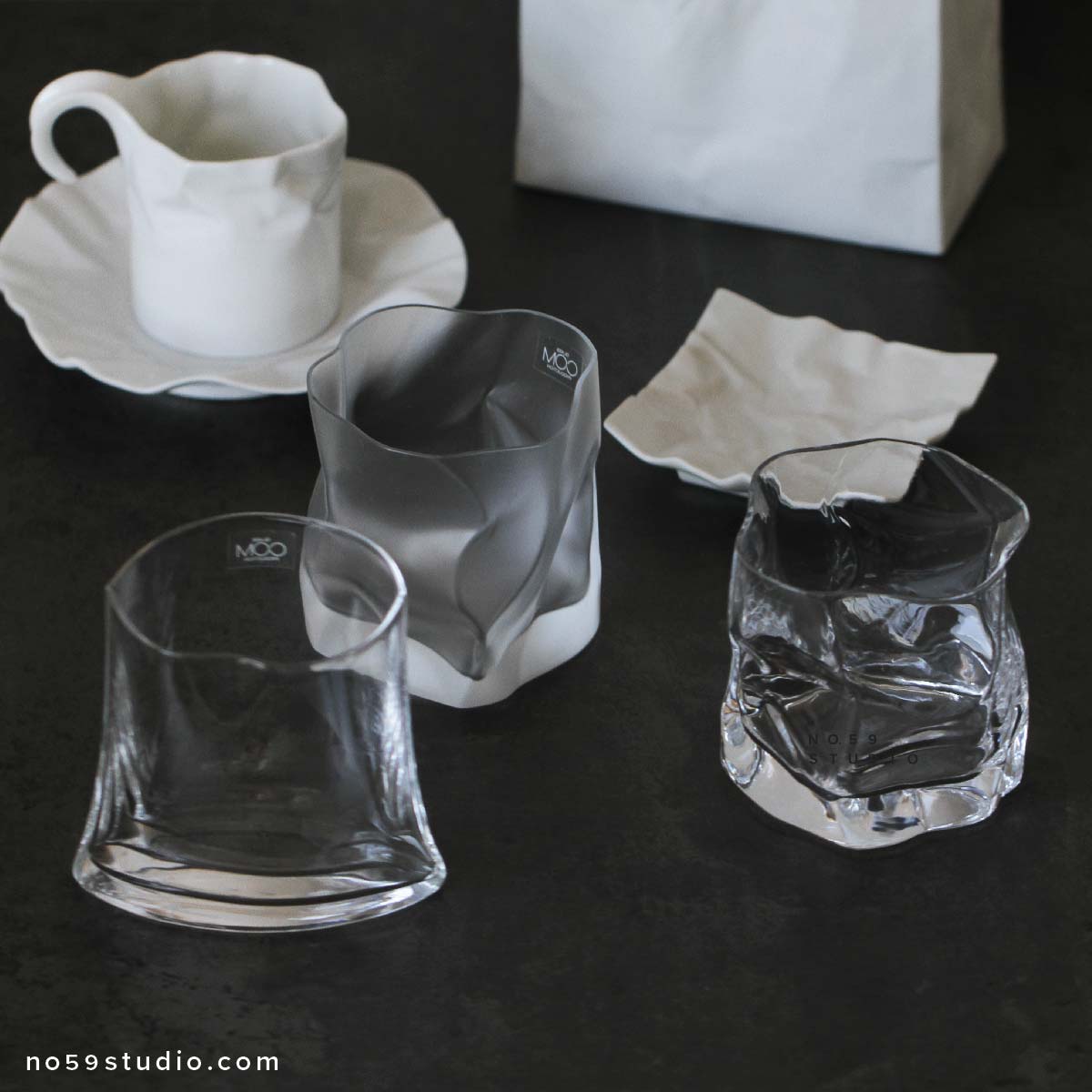 CRUMPLE Old-fashioned Whiskey Glasses Drinkware Crinkle Glasses Gifts ...